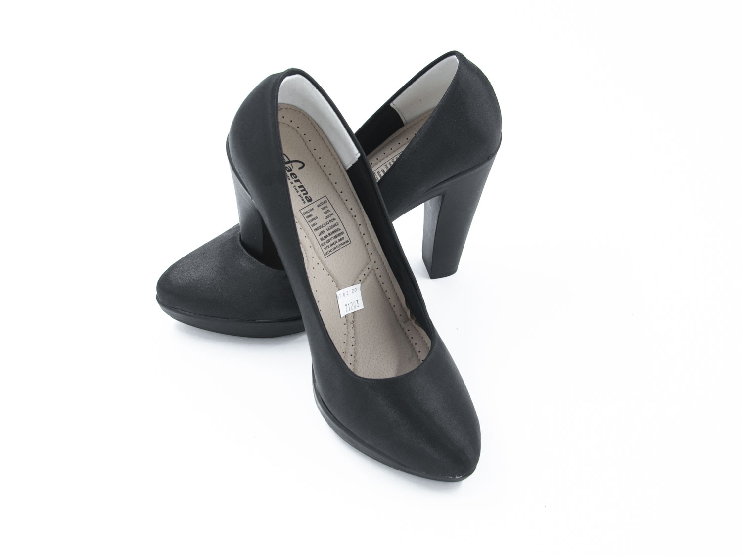 Elegantes tacones negro punta redonda - Calzado Faerma.